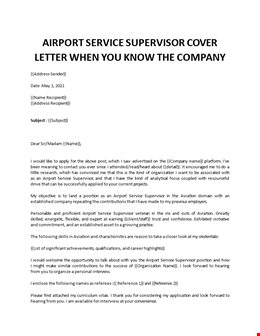 Cover Letter Sample Supervisor