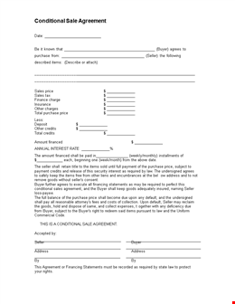 Conditional Sales Contract Template