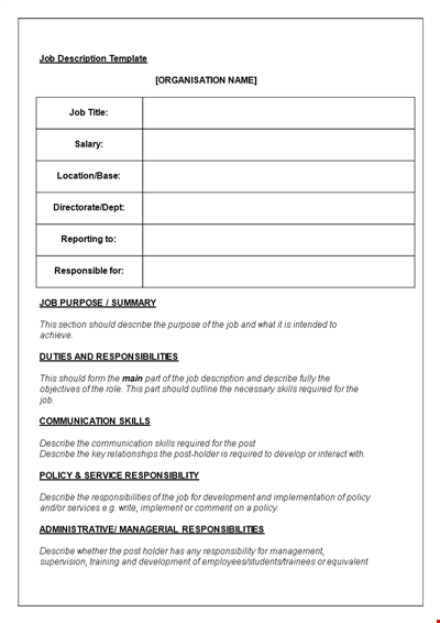 Effective Job Description Template Sample