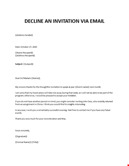 Decline Invitation Speaking