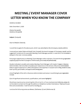 Event Coordinator Cover Letter