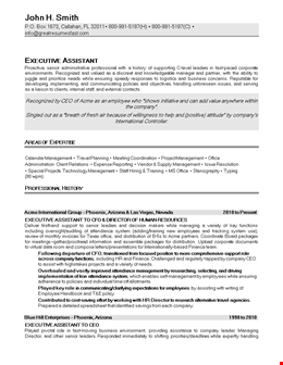 Executive Assistant Resume Sample