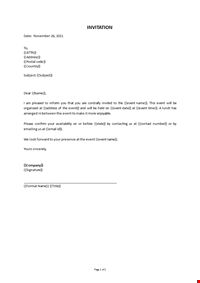 Event Confirmation letter
