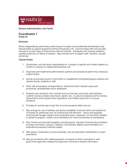 Generic Coordinator Job Description