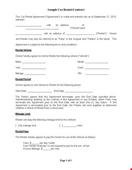 Rent To Own Car Contract Vehicle Agreement For Parties Renter CTR