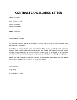 Business Contract Cancellation Letter