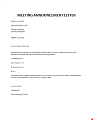 Meeting Announcement And Invitation Letter Meeting Announcement And Invitation Letter