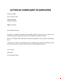 Complaint letter about colleague