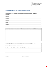 Progress Report For Supervisor