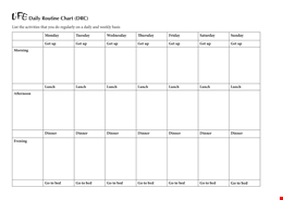 Create A Daily Routine Chart For Better Productivity Lunch And Dinner