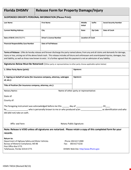 Property Damage Release Form Sample