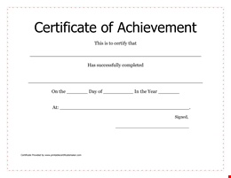 Printable Certificate Of Achievement