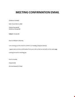 Meeting Confirmation Email Sample