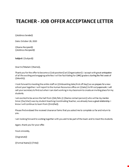 Acceptance Letter For A Teaching Job