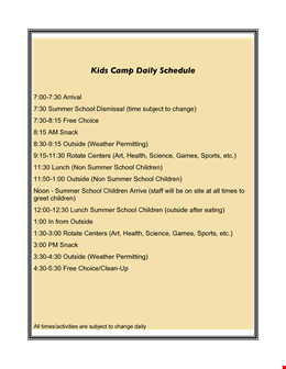 Kid s Daily Schedule