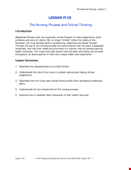 Sample Nursing Lesson Plan