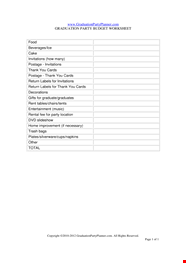 Graduation Party Budget Template