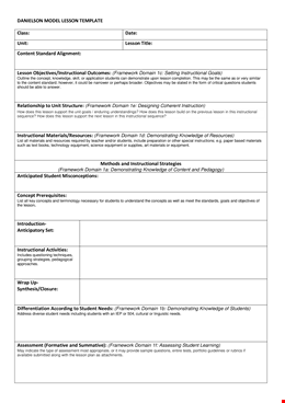 Instructional Lesson Plan Template For Students Domains And Frameworks