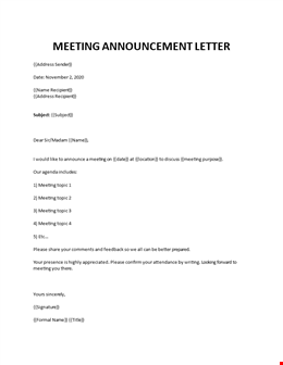 Official Meeting Announcement Letter