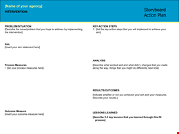 Story Board Action Plan Example