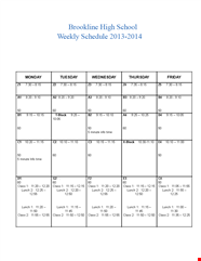 High School Schedule High School Schedule