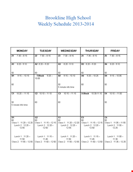 High School Schedule