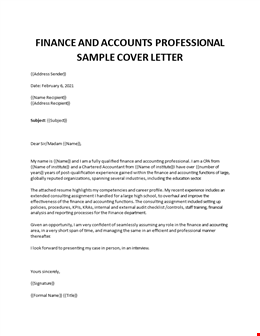 Finance Officer Cover Letter