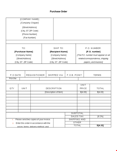 Order from Us with Ease: Get Your Purchase Order and Total Today