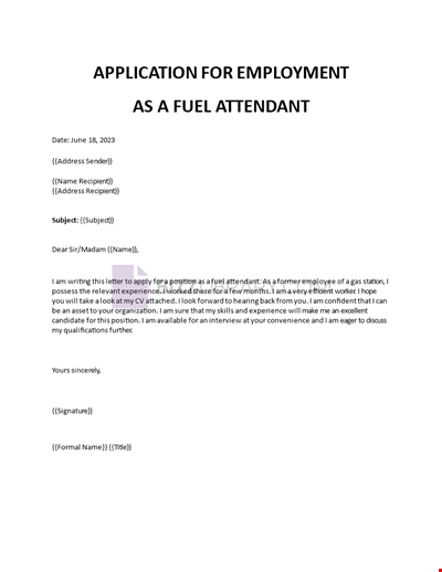 Employment Application Letter