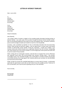 Letter Of Interest Example
