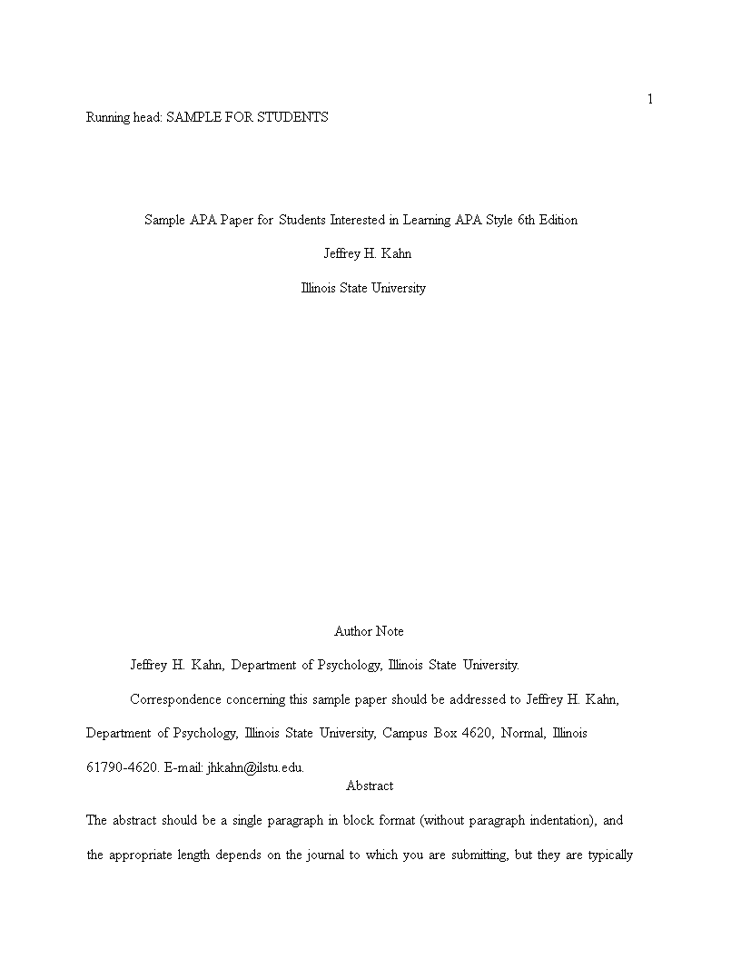 Sample Apa Research Papers For Students