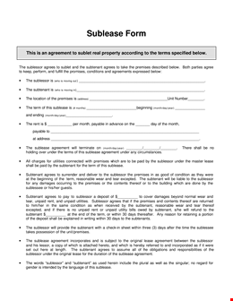 Sublease Agreement Template Create A Legally Binding Sublease