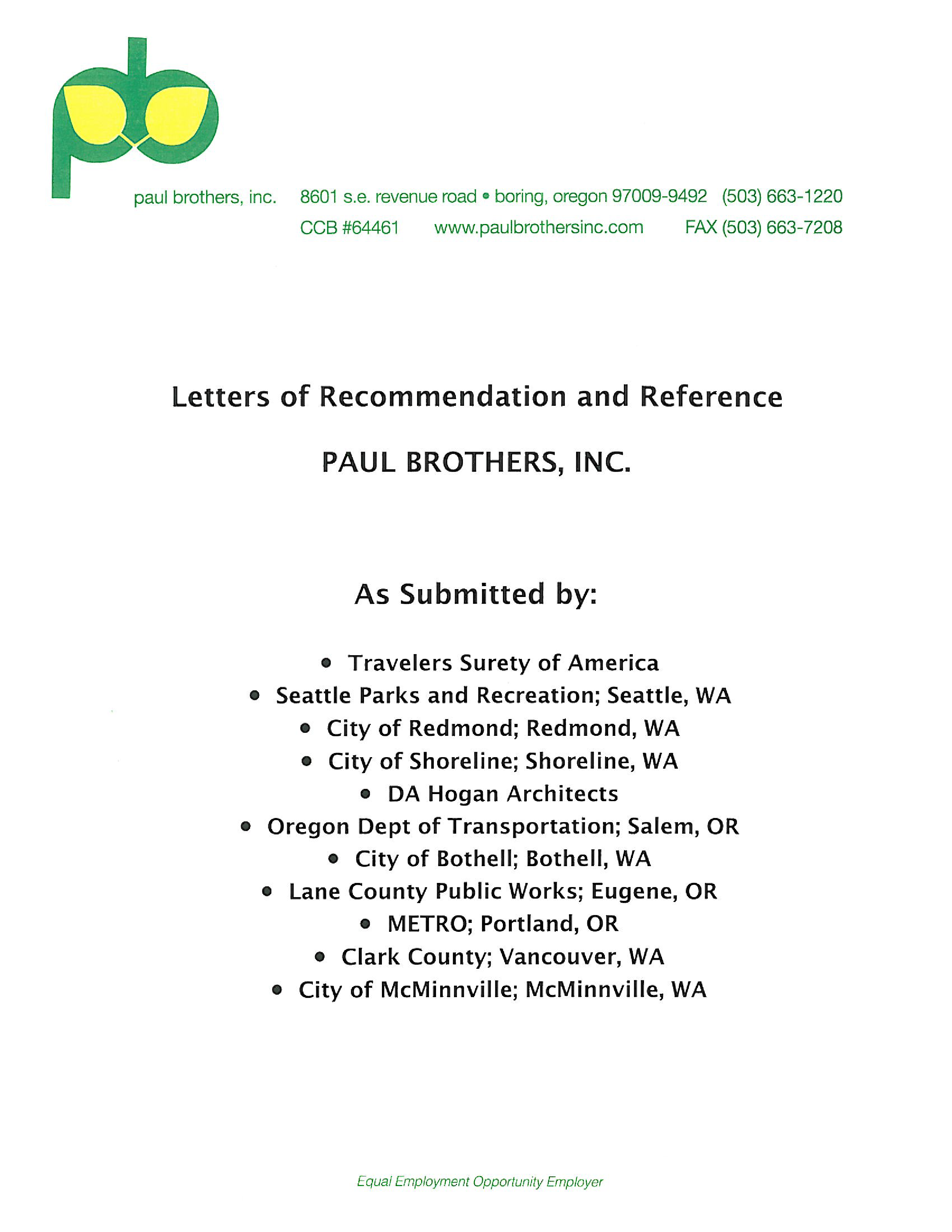 Contractor Work Letter Of Recommendation
