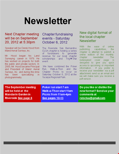 Customizable Newsletter Template | Dates, Announcements, Reminders