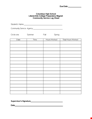 Log Sheet Track Your Worked Hours And Service To The Community Log Sheet Track Your Worked Hours And Service To The Community