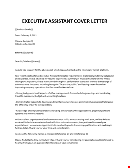 Executive Assistant Cover Letter