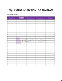Equipment Inventory Log Template