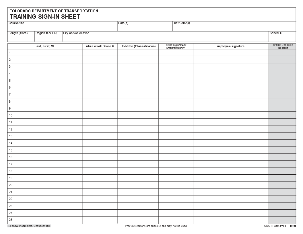 Printable Training Sign In Sheet Template - Download and Track Attendance