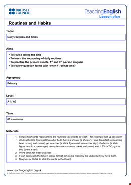 English Daily Lesson Plan