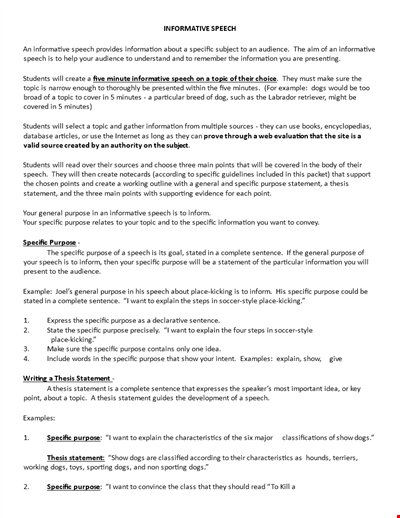 Write an Informative Speech Outline: Points, Transition, and Explanation