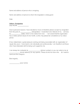 Two Weeks Notice Resignation Email Example