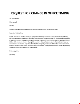 Re For Change In Office Timing Notification