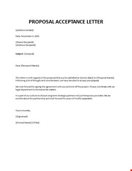 Proposal Acceptance Letter