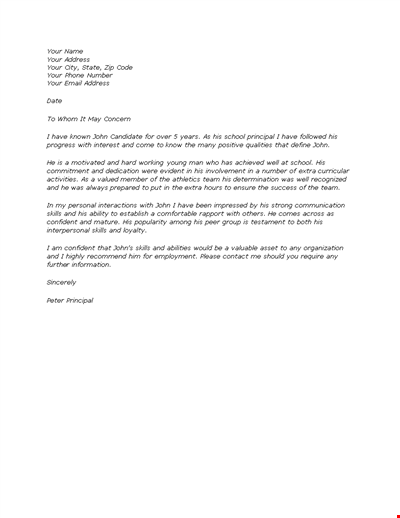 Strong Reference Letter Template