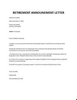 Sample Retirement Letter
