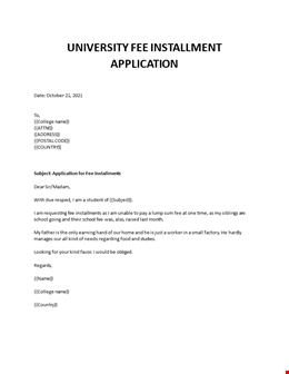 University Fee Installment Application