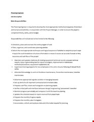 Planning Engineer Job Description Planning Engineer Job Description