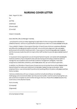 Nursing Cover Letter