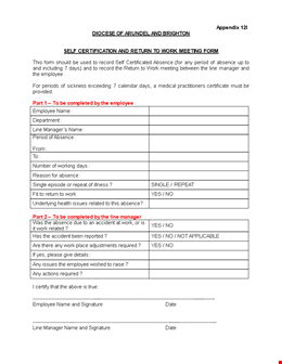 Return To Work Form For Employees And Managers Absence Management