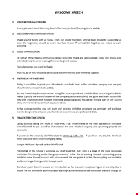 Welcome Speech Sample